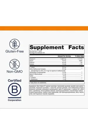 METAGENICS Ultra Potent Buffered Vitamin C Supplement 1000mg 90 Tablets