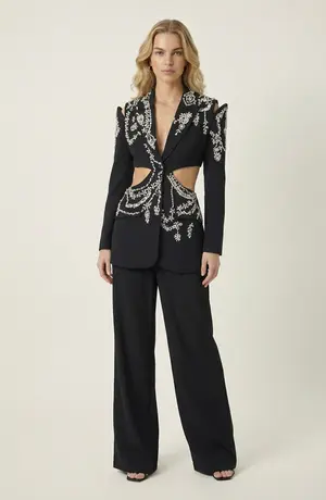MODENAIRE Embellished Cutout Blazer