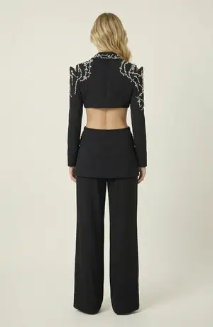 MODENAIRE Embellished Cutout Blazer