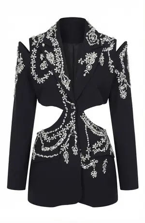 MODENAIRE Embellished Cutout Blazer