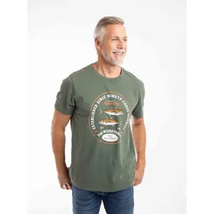 WEIRD FISH Fish Stamp Front Print Graphic T-shirt Basil