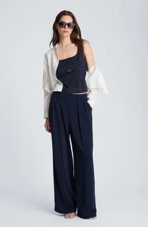 KENNETH COLE Double Pleated High Waist Wide Leg Pants