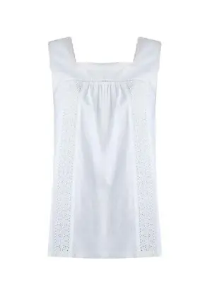 WEIRD FISH Chelle Square Neck Jersey Vest - White
