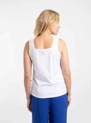 WEIRD FISH Chelle Square Neck Jersey Vest - White