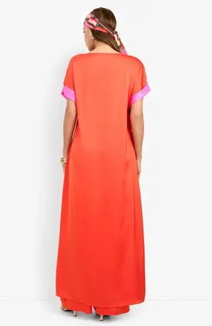 Trina Turk Mattiah Satin Top With Maxi Train