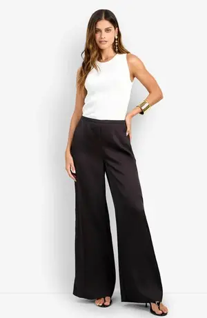 Trina Turk Tavia Wide-leg Satin Pants - Black