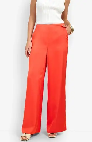 Trina Turk Tavia Wide-leg Satin Pants - Red