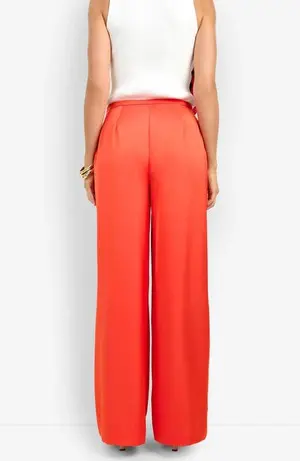 Trina Turk Tavia Wide-leg Satin Pants - Red