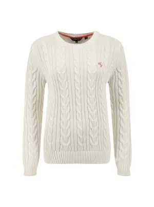WEIRD FISH Amberise Crew Neck Cable Knit Jumper