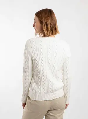 WEIRD FISH Amberise Crew Neck Cable Knit Jumper