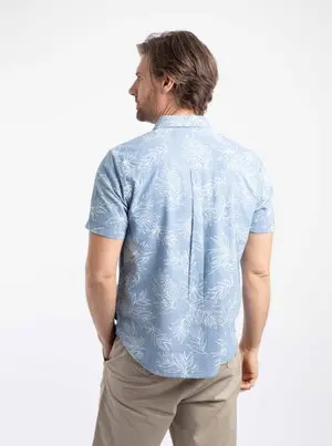 WEIRD FISH Russell Printed Short Sleeve Shirt - Denim
