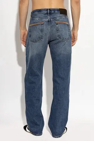 Etro Straight-leg Jeans With Paisley Trim