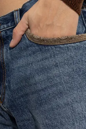 Etro Straight-leg Jeans With Paisley Trim