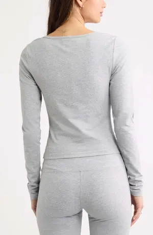 Bp. Scoop Neck Stretch Cotton Long Sleeve Tee - Grey Soft Heather