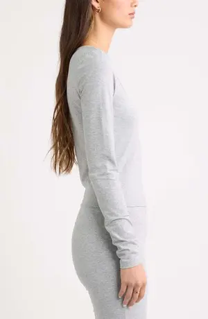 Bp. Scoop Neck Stretch Cotton Long Sleeve Tee - Grey Soft Heather