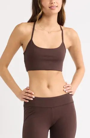 Bp. Stretch Cotton Racerback Bralette - Brown Coffee