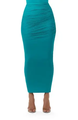 Naked Wardrobe Ruched Maxi Skirt - Aqua
