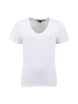 WEIRD FISH Hailey V-neck T-shirt With Slub Texture And Embroidered Logo