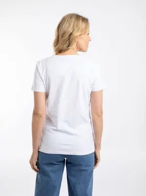 WEIRD FISH Hailey V-neck T-shirt With Slub Texture And Embroidered Logo