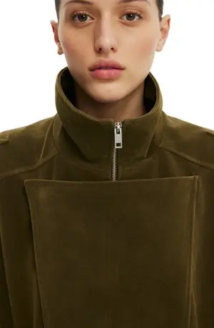 COTTONON Cotton On Faux Suede Biker Jacket With Belted Hem