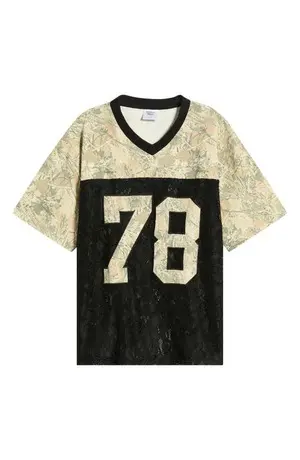 GOLDEN HOUR Camouflage Lace V-neck T-shirt