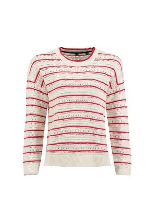 WEIRD FISH Liah Pointelle Striped Crew Neck Jumper