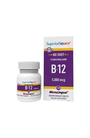 SUPERIOR SOURCE Fast Dissolve Vitamin B-12 Cyanocobalamin Sublingual Tablets - White