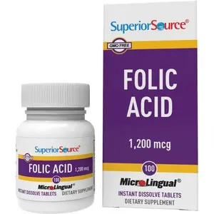 SUPERIOR SOURCE Folic Acid Sublingual Tablets With B-12 And Vitamin D-3 - White