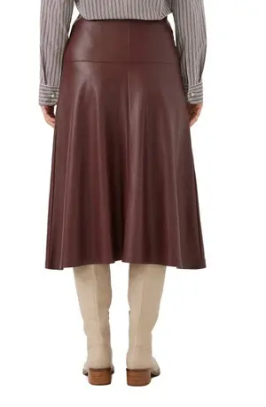 Karen Kane Faux Leather A-line Midi Skirt