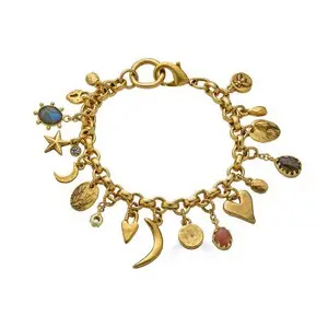 LONI PAUL JEWELRY 14k Over Brass Talisman Charm Bracelet With Gemstones