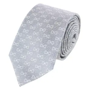 Trafalgar Signature Logo Silk Neck Tie - Silver