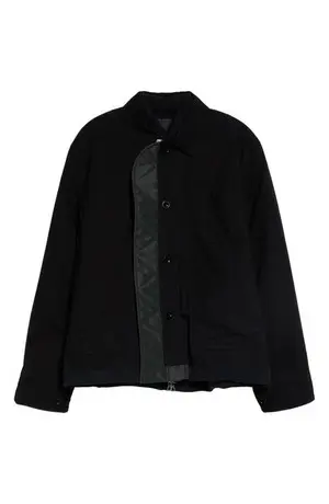 Sacai Reversible Nylon Twill & Ripstop Jacket - Black/dark Khaki
