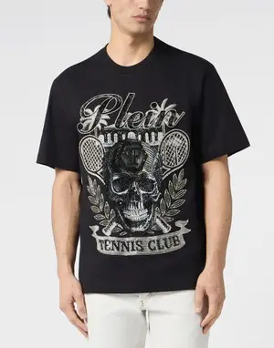 Philipp Plein Round Neck T-shirt Skull Tennis