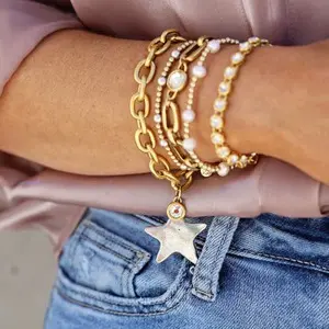 BOWOOD LANE Prescott Two-tone Star Charm Bracelet With Cubic Zirconia