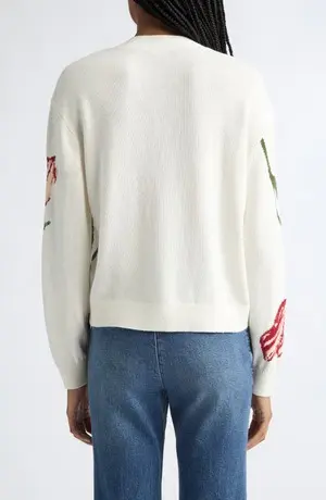 Alice + Olivia Bradley Floral Intarsia Cardigan