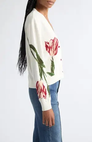 Alice + Olivia Bradley Floral Intarsia Cardigan