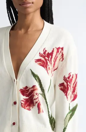 Alice + Olivia Bradley Floral Intarsia Cardigan