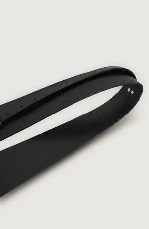 MODENAIRE Wide Leather Waist Belt With Layered Strap And Gold Tone Buckle - Black