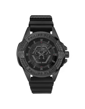 Philipp Plein Stainless Steel Watch With Silicone Strap - Black/black