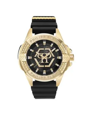 Philipp Plein Stainless Steel Watch With Silicone Strap - Black/lightgold