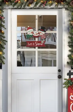 GLITZHOME Wooden Christmas Snowman Family Wall Decor