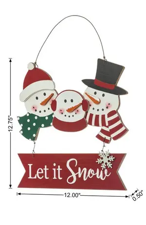 GLITZHOME Wooden Christmas Snowman Family Wall Decor
