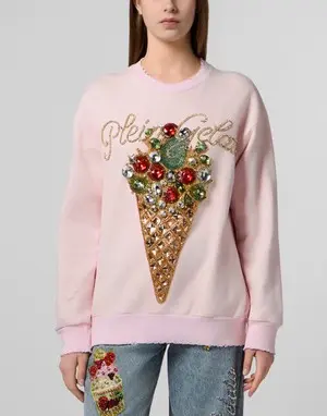 Philipp Plein Gelato Sweatshirt With Rhinestone Embellishment - Rose/pink