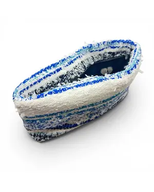 C. GRASSI Deadstock Series Bouclé Clutch - Blue/white/and Black