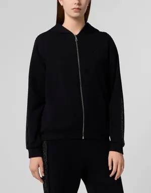 Philipp Plein Zip Hoodie Strass Band - Black