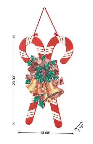 GLITZHOME 20"h Wooden Christmas Candy Cane Wall Decor