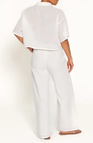 PETAL & PUP Cotton Wide Leg Pants With Contrast Stitching