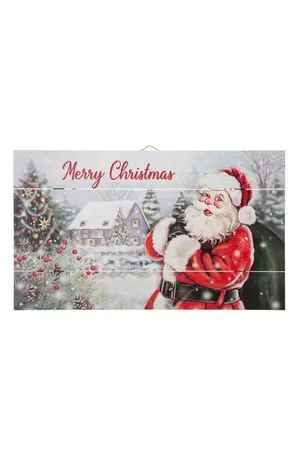 GLITZHOME 24"l Lighted Wooden Santa Wall Decor
