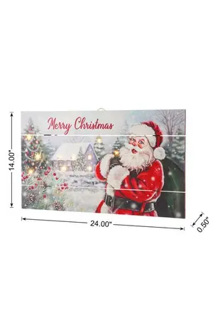 GLITZHOME 24"l Lighted Wooden Santa Wall Decor