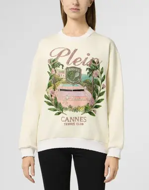 Philipp Plein Embellished Fleece Sweatshirt - Offwhite